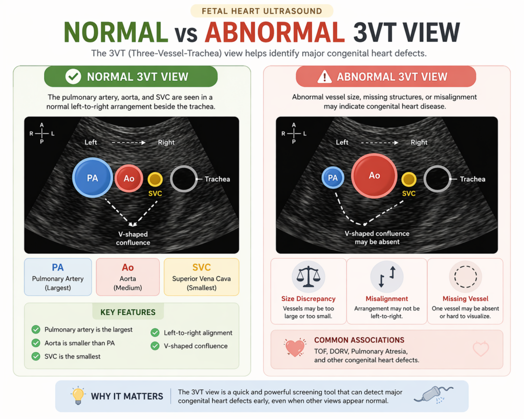Normal vs Abnormal 3VT View (Fetal Ultrasound Explained) - Ultrasound Note